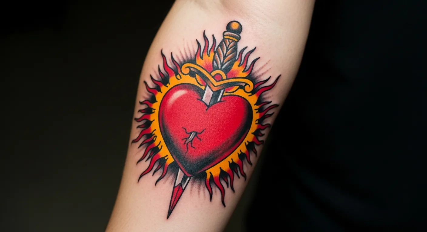 26 Classic Traditional Sacred Heart Tattoo Ideas That Feel Timeless ...